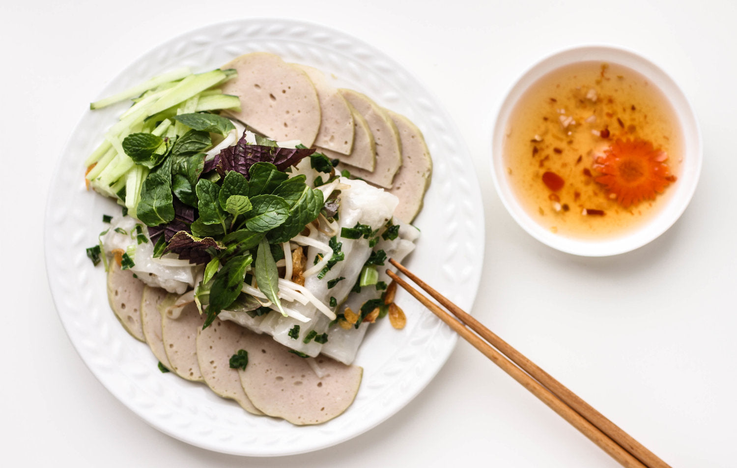 PREP BOX: Vietnamese Flat Rice Noodle with Pork Roll (Banh Uot); serve ...