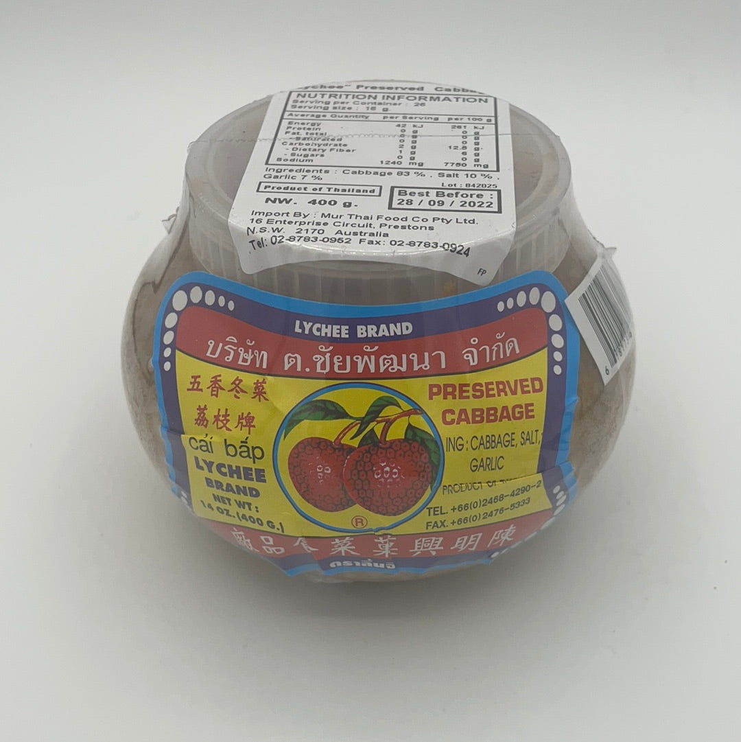 Lychee Brand Preserved Cabbage 400g Jar – Seasia Foods