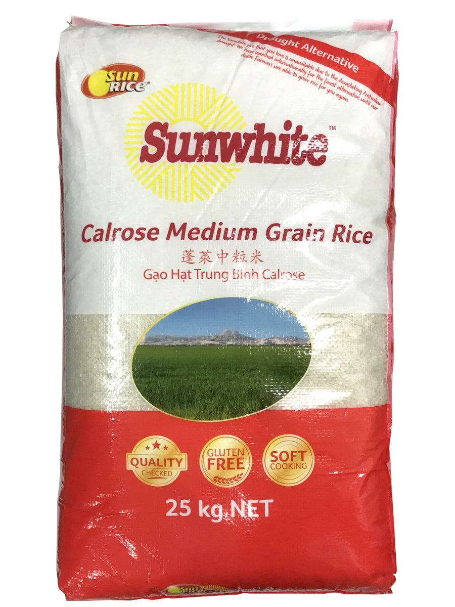 Sunwhite Calrose Medium Grain Rice 25kg – Seasia Foods